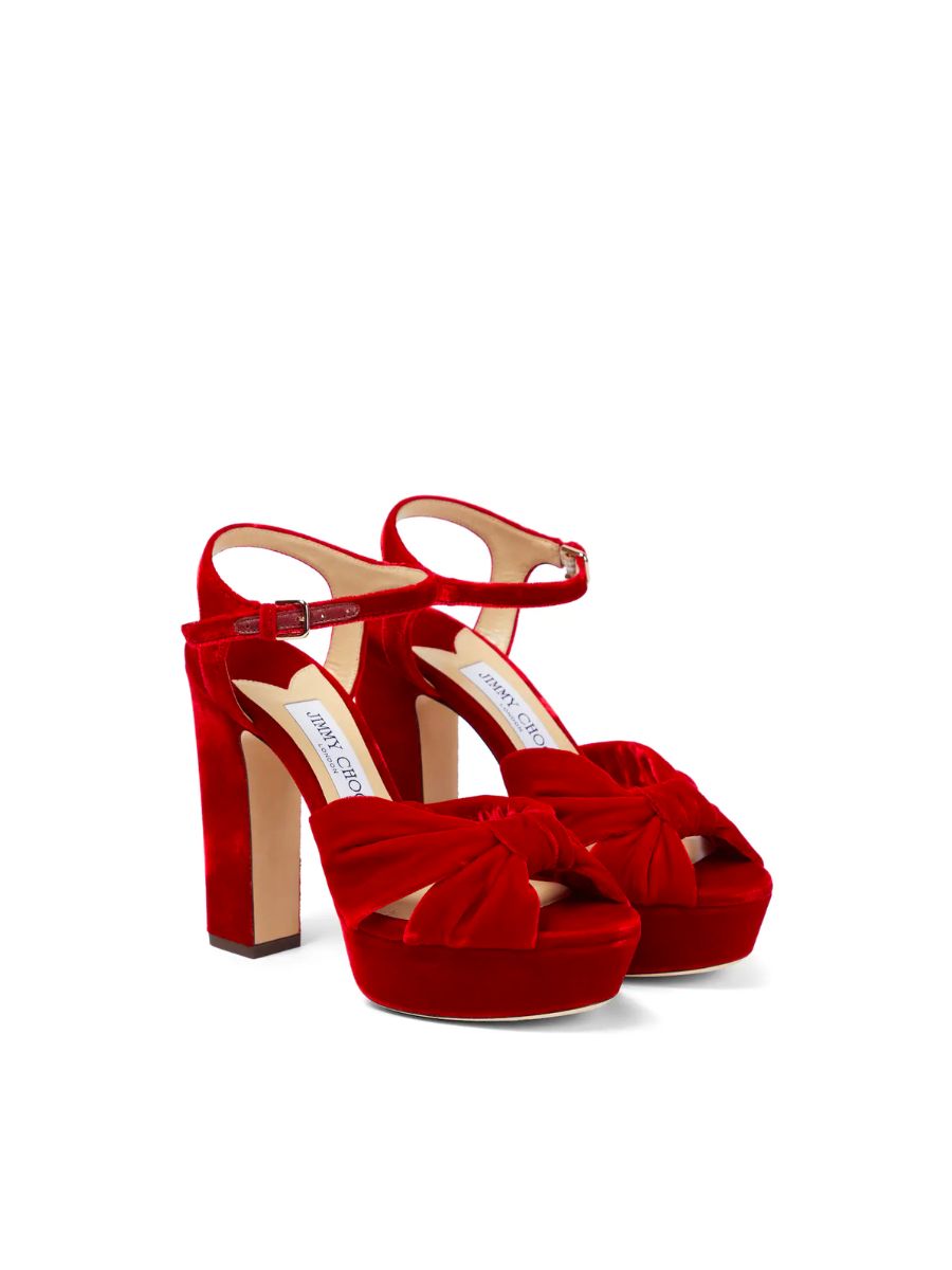 Jimmy Choo - Heloise 120 Velvet Platform Sandals | ABOUT ICONS